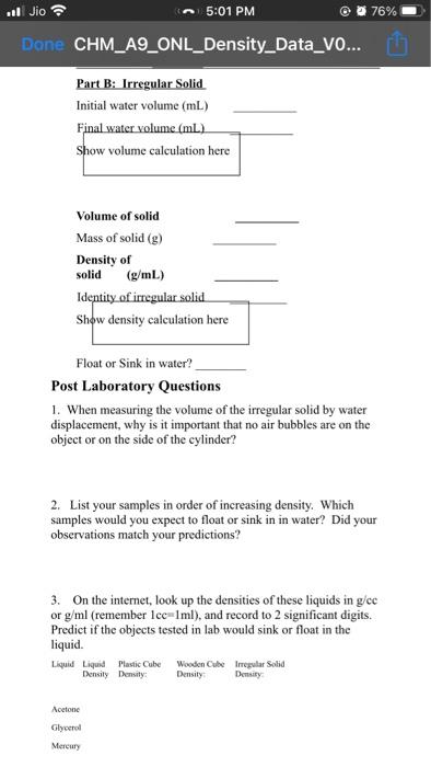 Wooden Length Experiment: Density of Solids - Data | Chegg.com