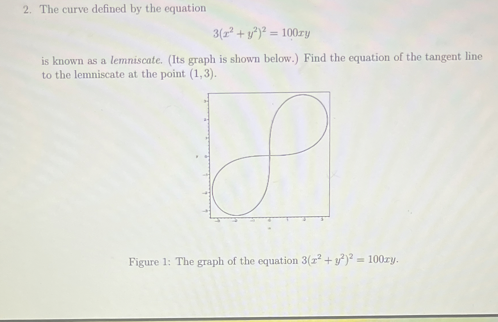 Solved The curve defined by the equation3(x2+y2)2=100xyis | Chegg.com