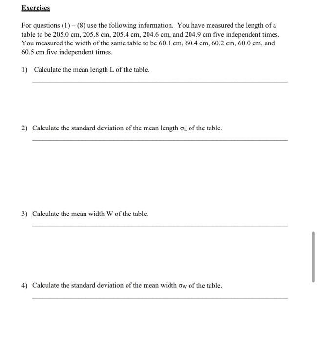 Solved Exercises For questions (1) - (8) use the following | Chegg.com