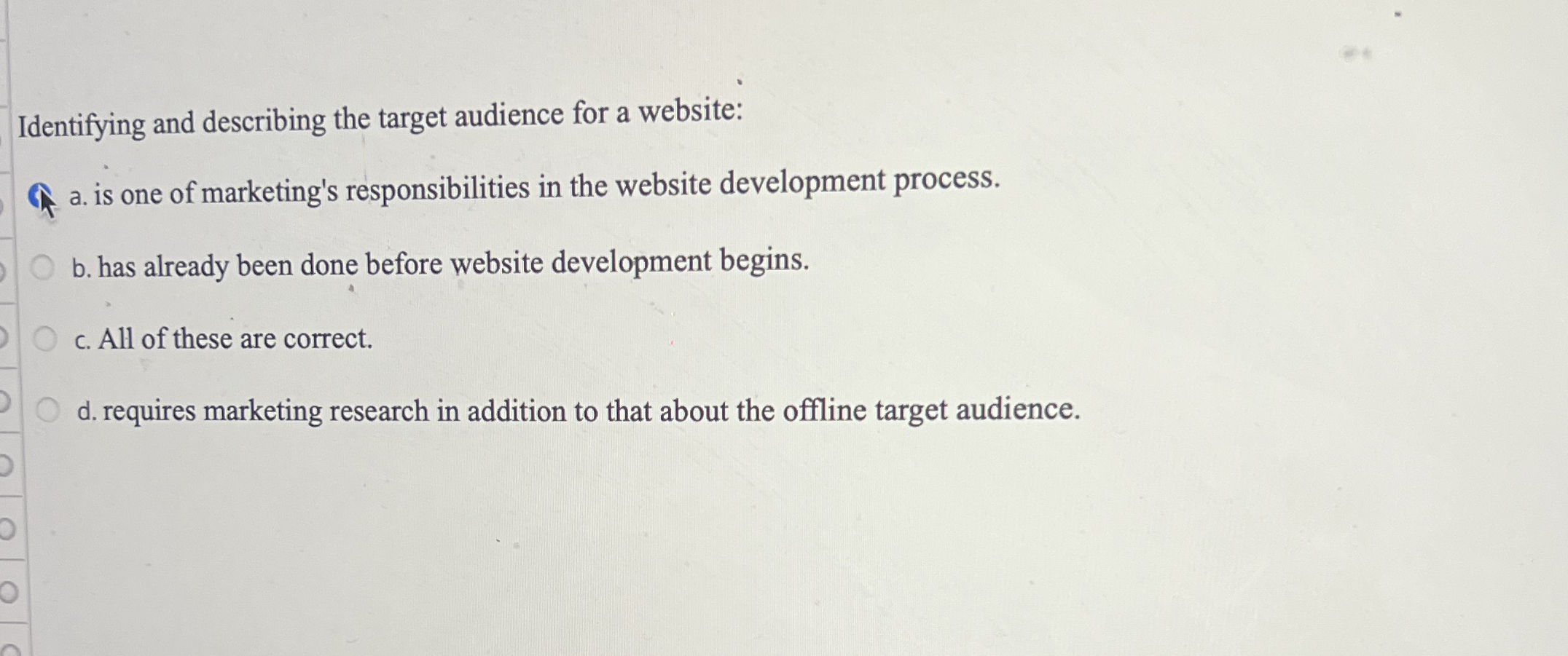 Solved Identifying and describing the target audience for a | Chegg.com