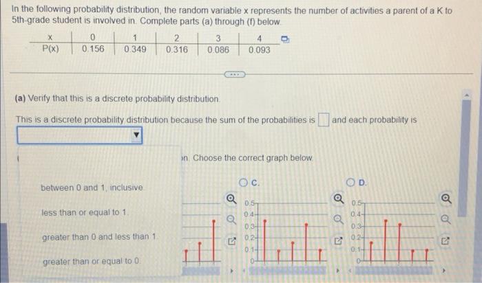 Solved In the following probability distribution, the random | Chegg.com