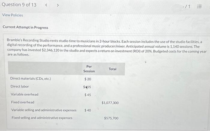 Current Attempt in Progress Bramble's Recording | Chegg.com