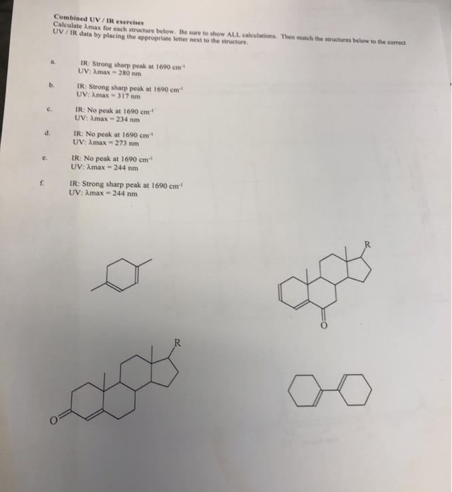 Solved Combined UV / IR exercises Calculate max for each | Chegg.com