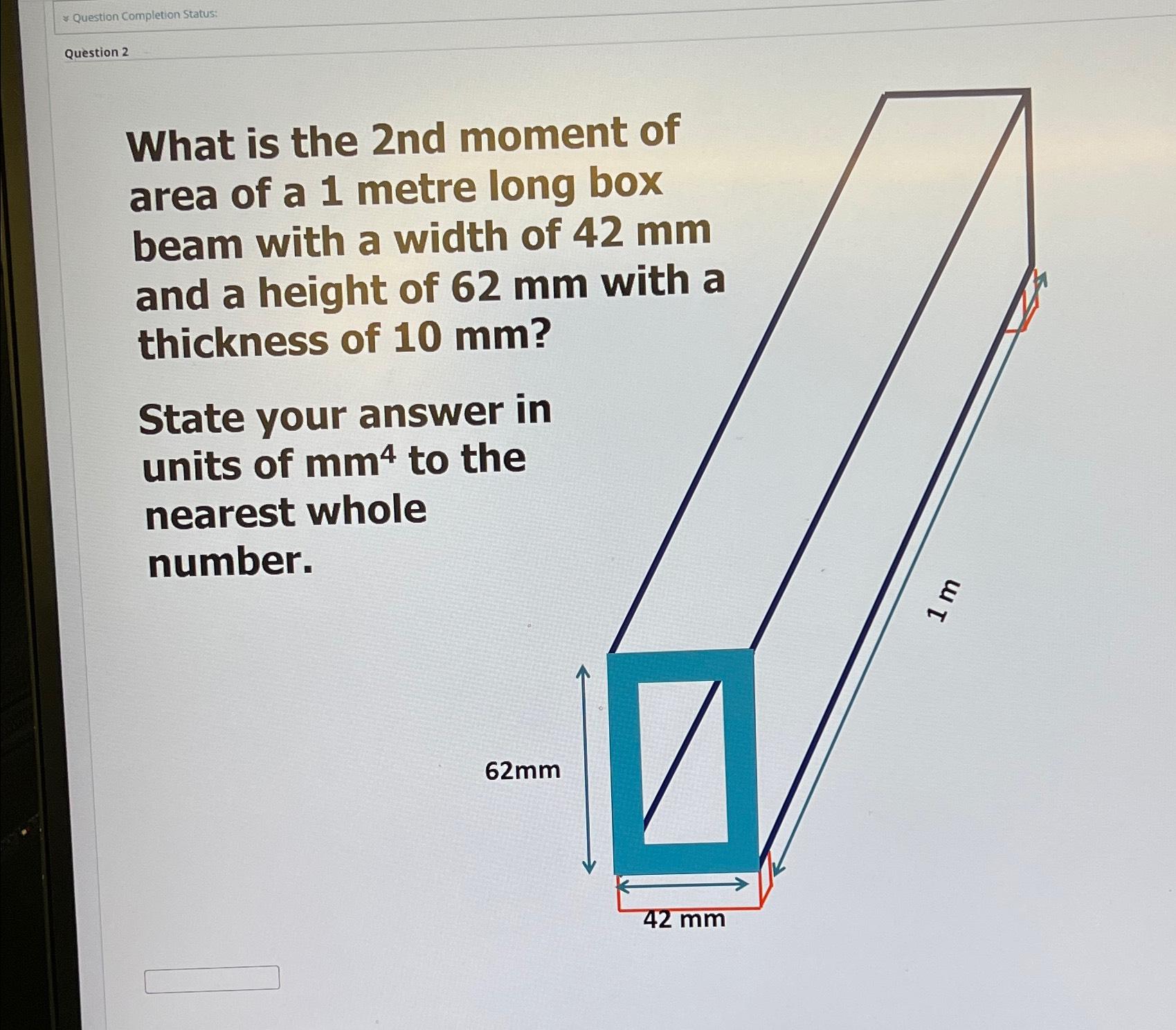 Solved What is the 2nd moment of area of a 1 ﻿metre long box | Chegg.com