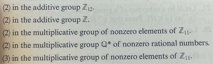Solved 2 in the additive group Z12. (2) in the additive | Chegg.com