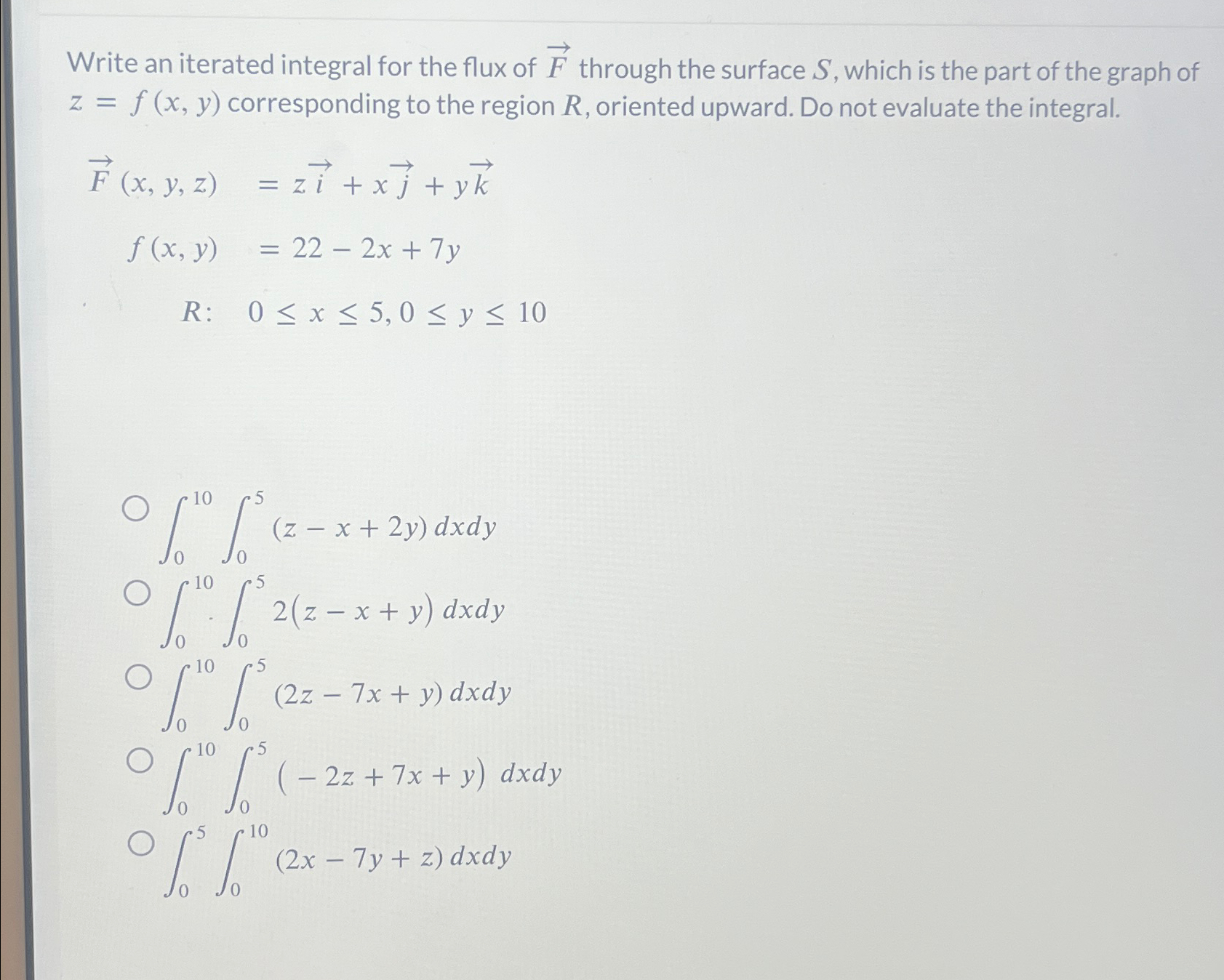 Solved Write an iterated integral for the flux of vec(F) | Chegg.com