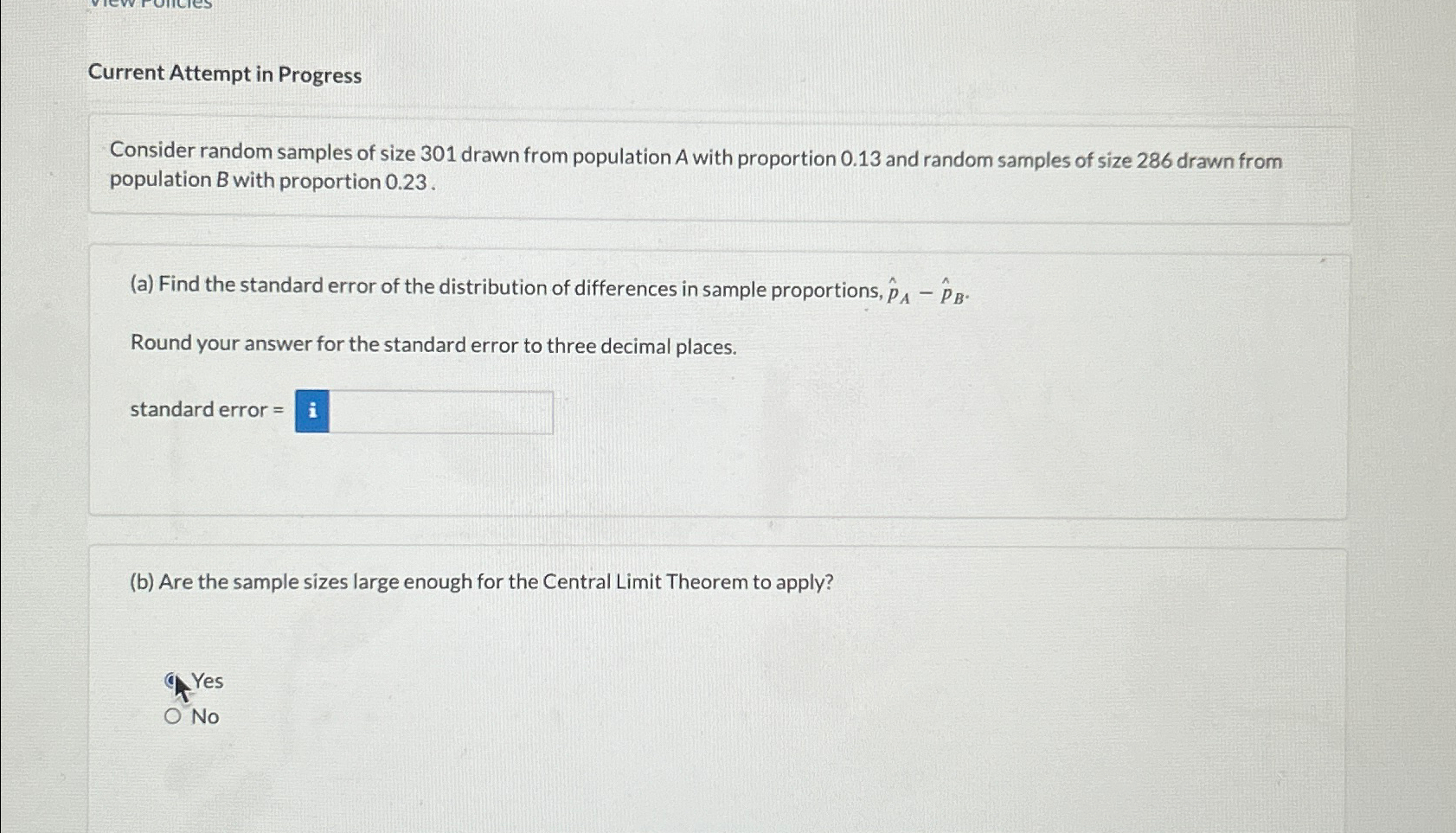 Solved Current Attempt in ProgressConsider random samples of | Chegg.com