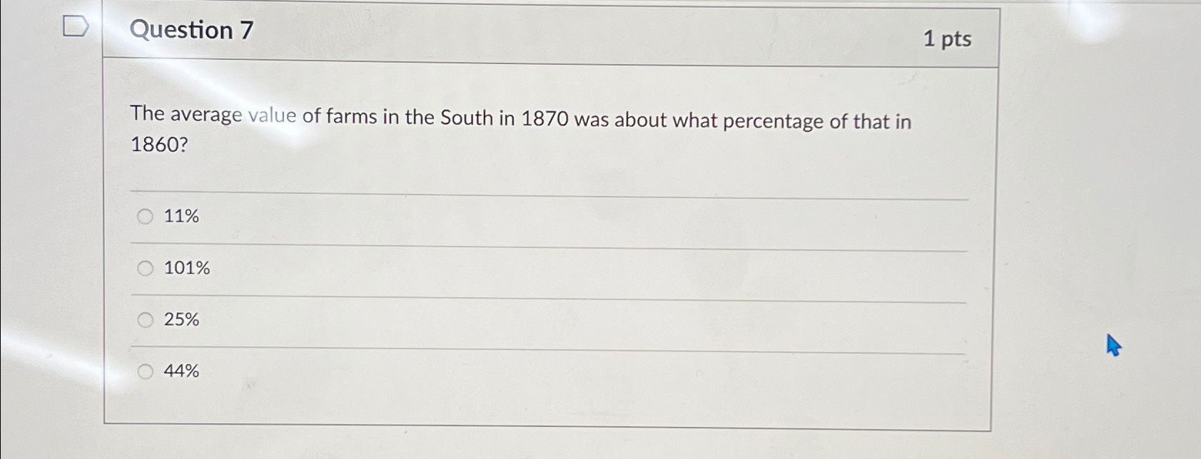 Solved Question 71 ﻿ptsThe average value of farms in the | Chegg.com