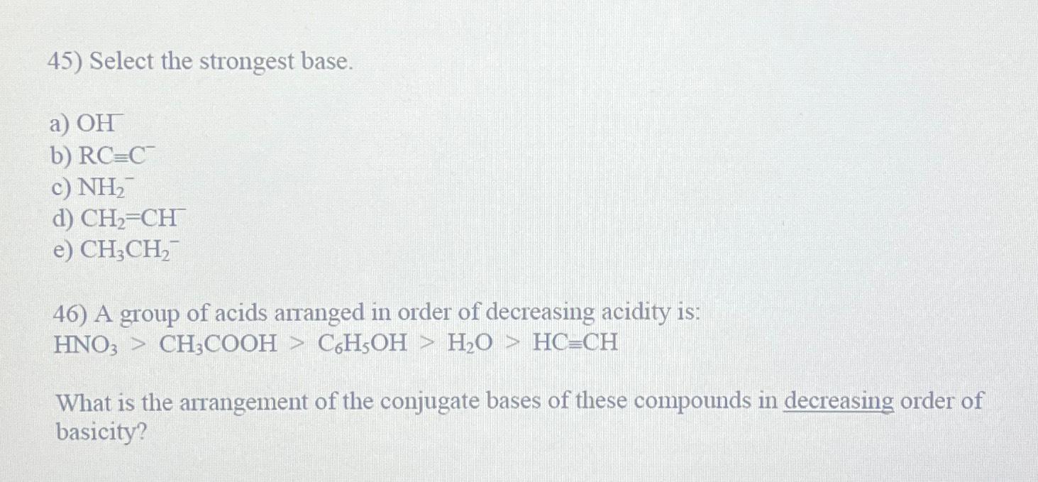 Solved Select the strongest | Chegg.com