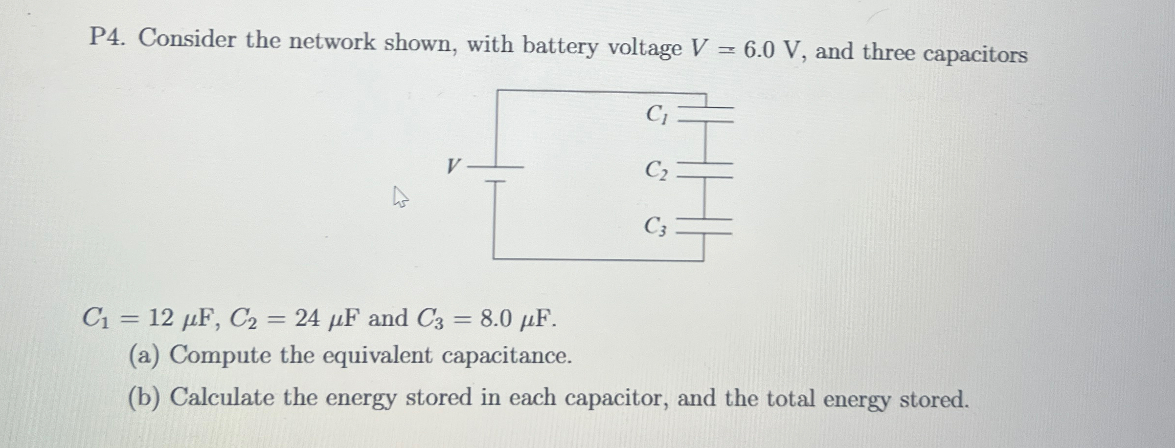 Solved P4. ﻿Consider the network shown, with battery voltage | Chegg.com