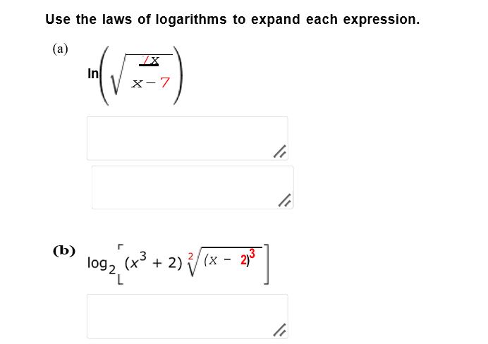 Solved Use the laws of logarithms to expand each | Chegg.com