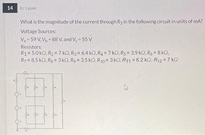 Solved What is the magnitude of the current through R3 in | Chegg.com