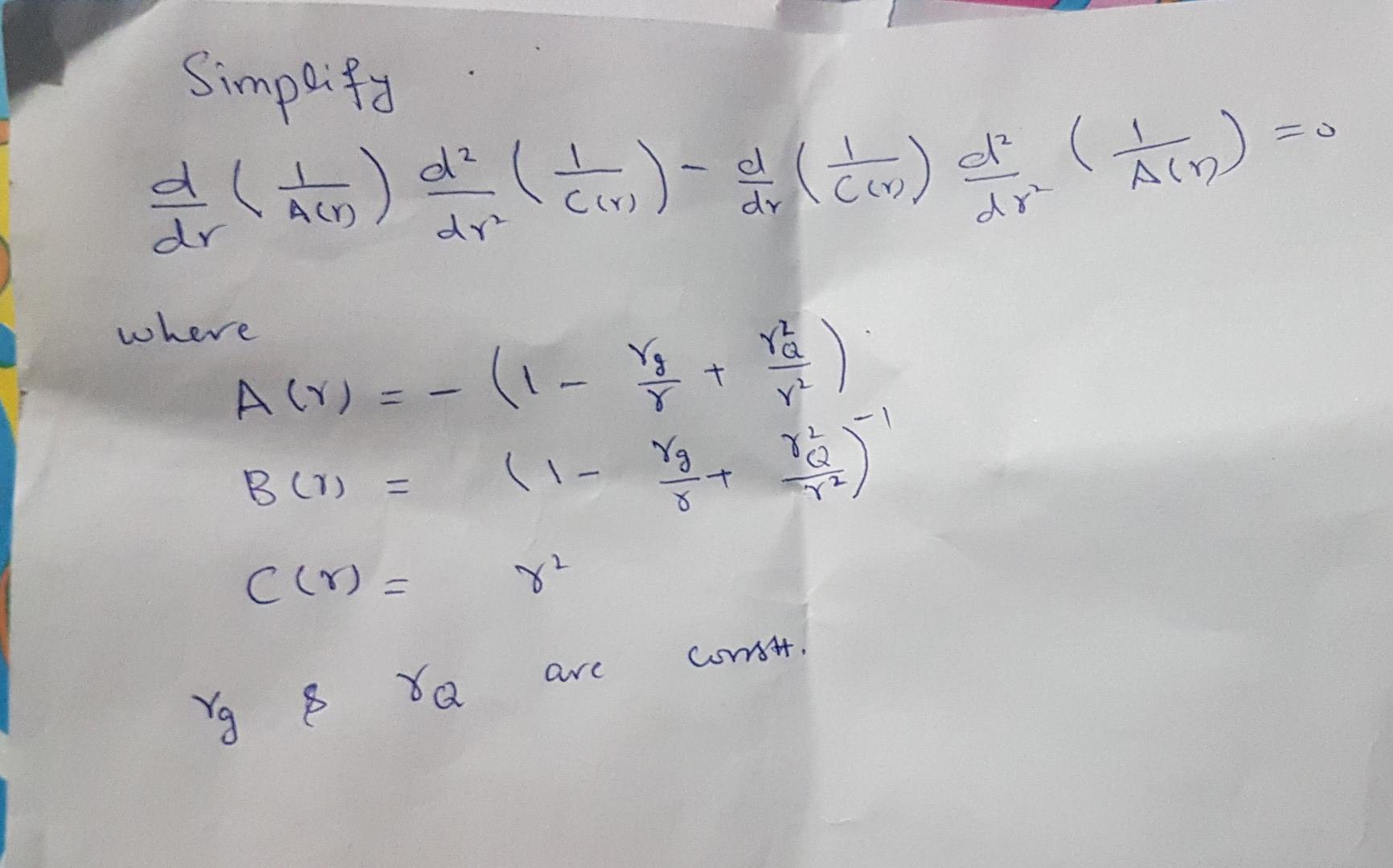 Solved Simplify a (A) ² (c) & (c) et (A) = d dr dr dr where | Chegg.com
