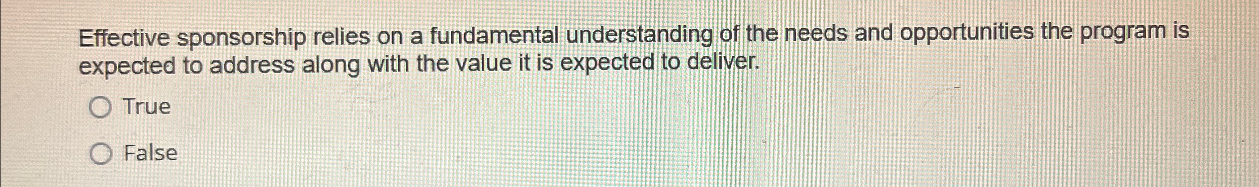 Solved Effective sponsorship relies on a fundamental | Chegg.com