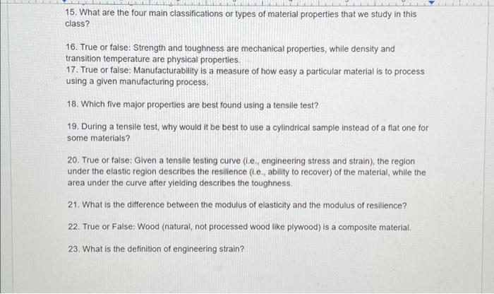 Solved 15. What are the four main classifications or types | Chegg.com