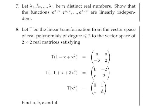 Let λ1,λ2,dots,λn ﻿be n ﻿distinct real numbers. Show | Chegg.com