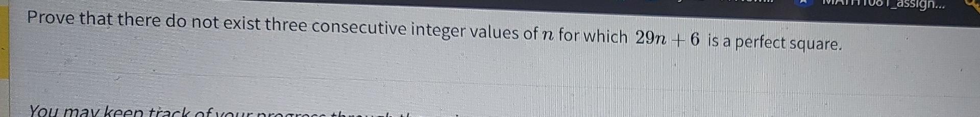 Solved _assign... Prove that there do not exist three | Chegg.com
