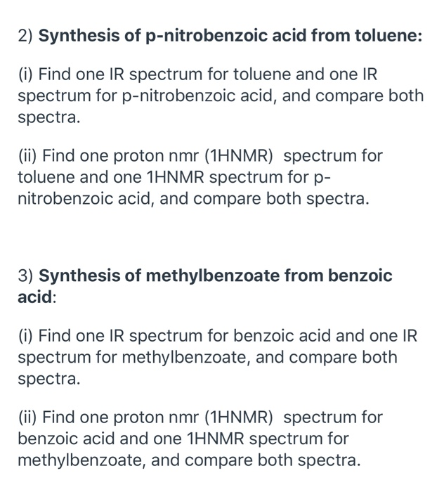 Solved 2) Synthesis of p-nitrobenzoic acid from toluene: (i) | Chegg.com