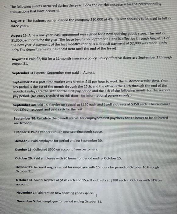 Solved The following events occurred during the year. Book | Chegg.com