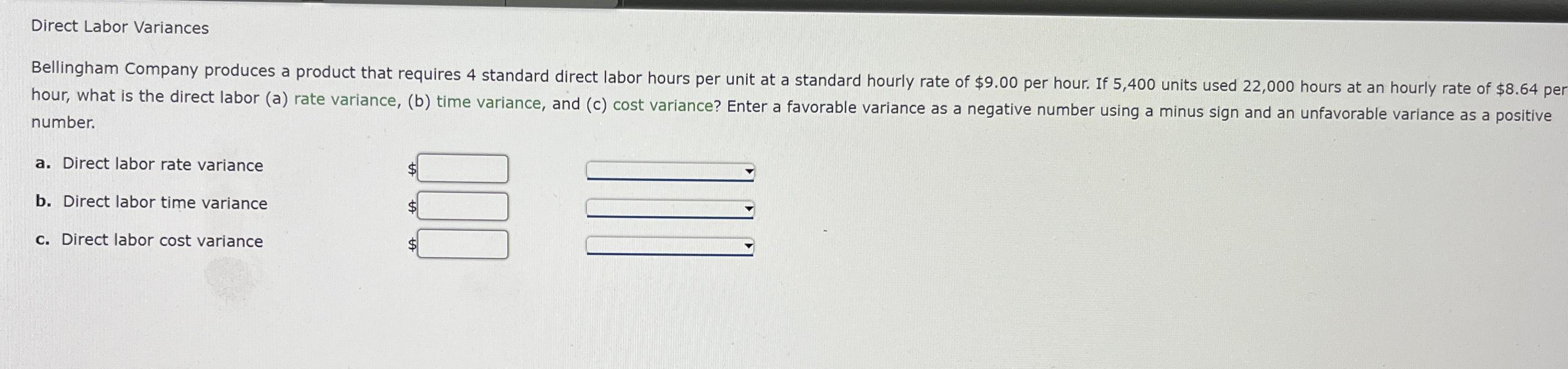 Solved Direct Labor Variances number. a. ﻿Direct labor rate | Chegg.com