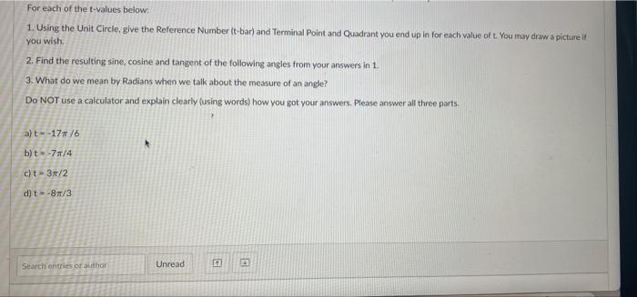 Solved For each of the t-values below: 1. Using the Unit | Chegg.com