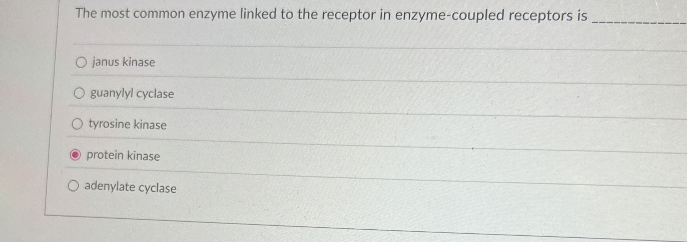 Solved The most common enzyme linked to the receptor in | Chegg.com