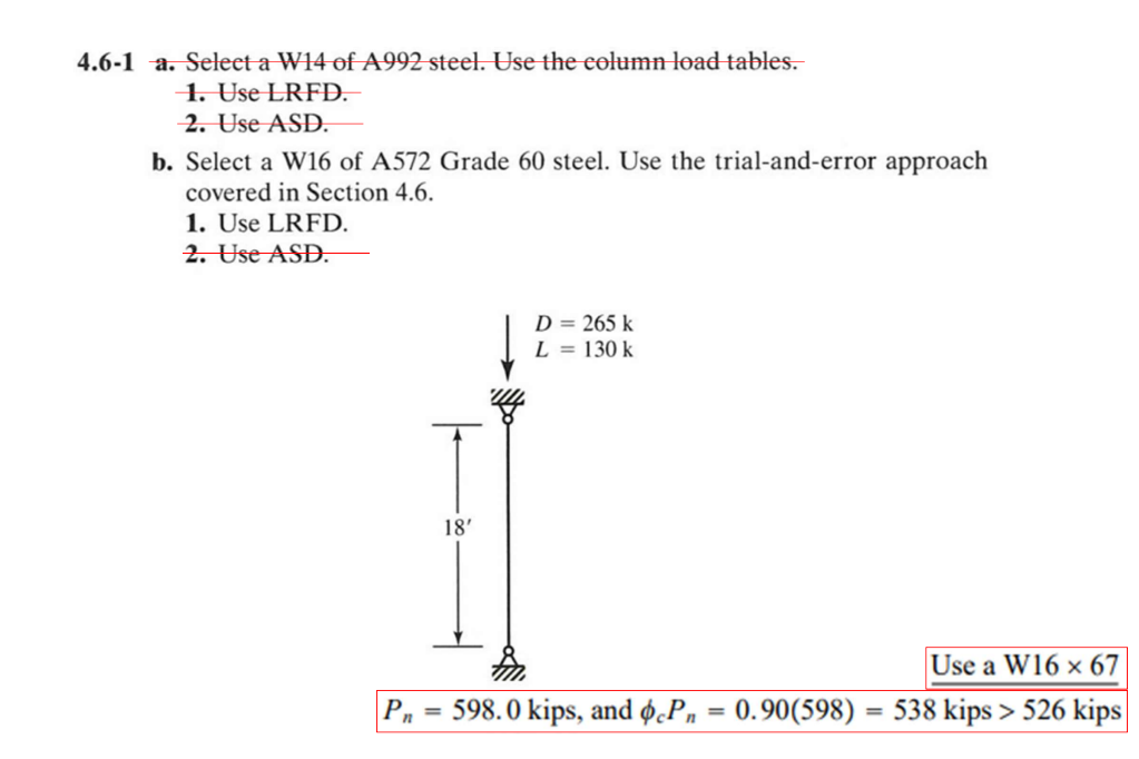 Solved 4.6-1 ﻿a. ﻿Select a W14 ﻿of A992 ﻿steel. Use the | Chegg.com