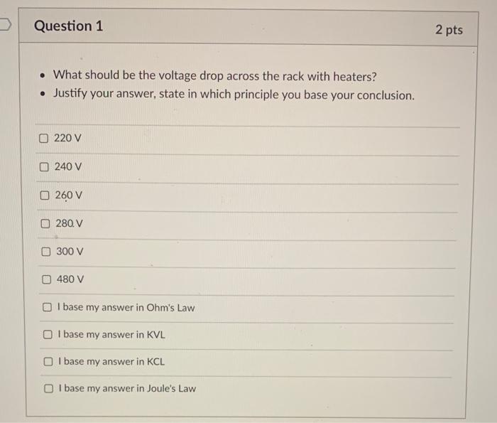 Solved - What should be the voltage drop across the rack | Chegg.com