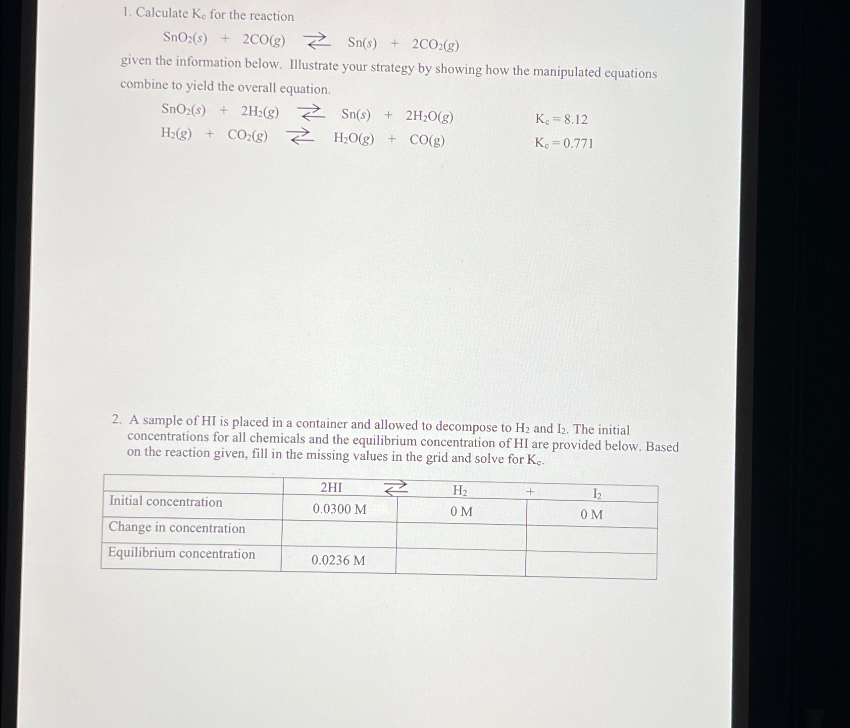Solved Calculate Kc ﻿for the | Chegg.com