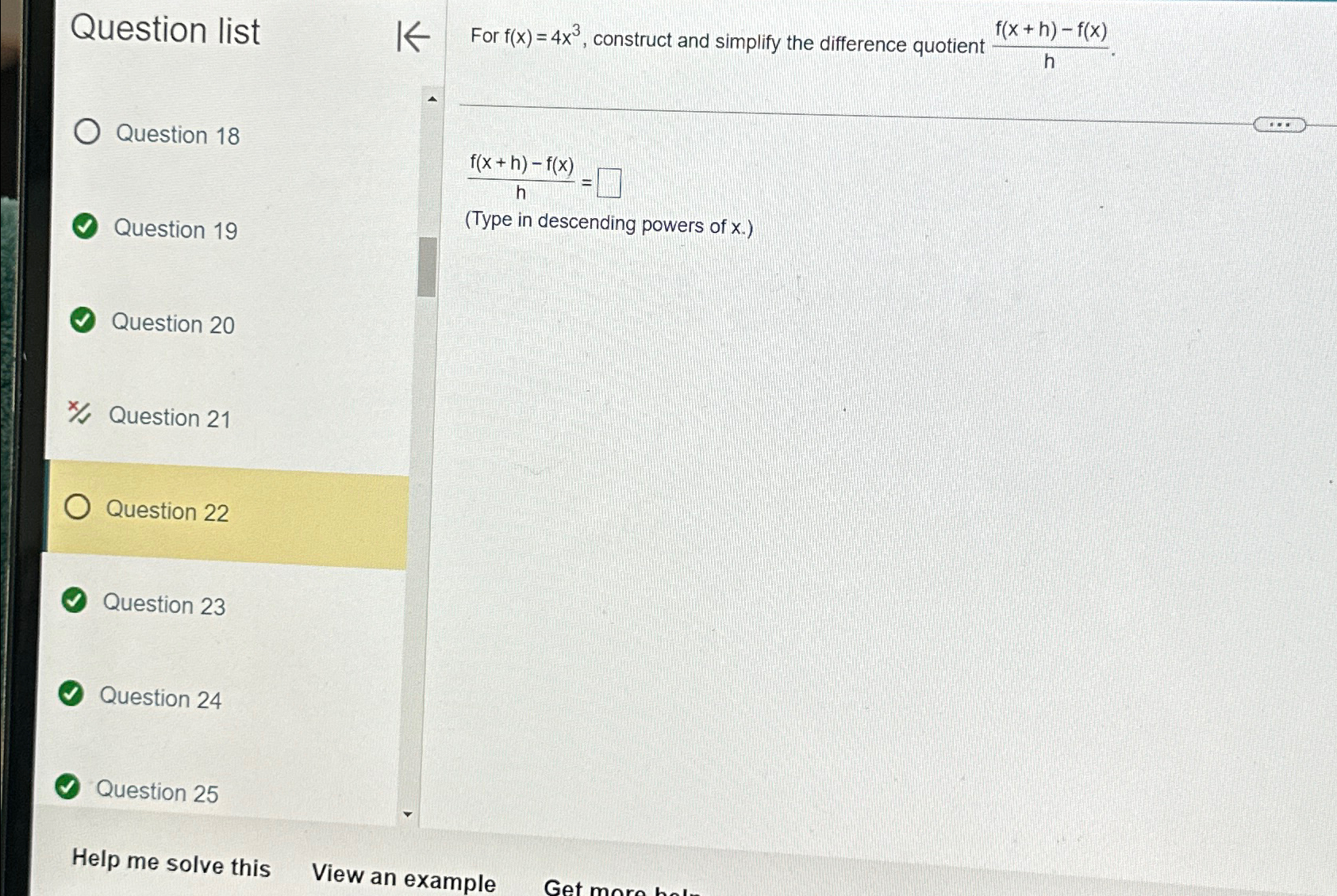 Solved Question listQuestion 18Question 19Question 20x? | Chegg.com