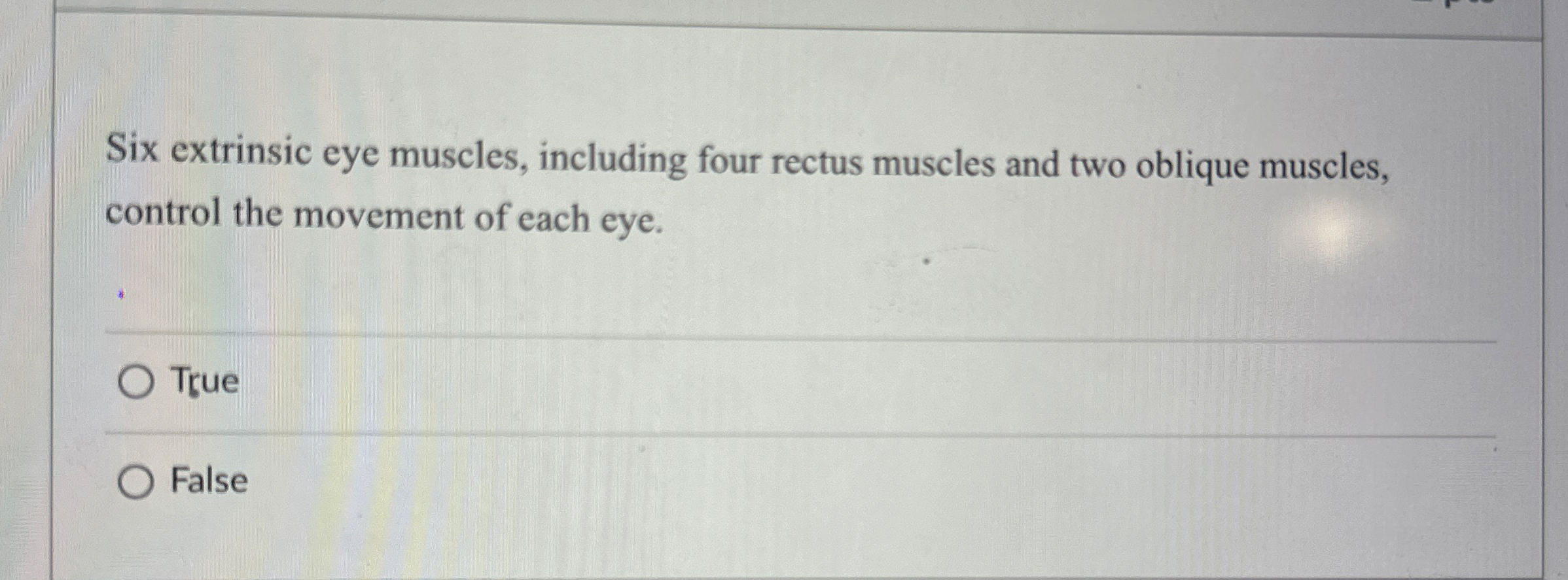 Solved Six extrinsic eye muscles, including four rectus | Chegg.com