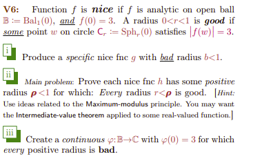 Solved V6: Function f ﻿is nice if f ﻿is analytic on open | Chegg.com