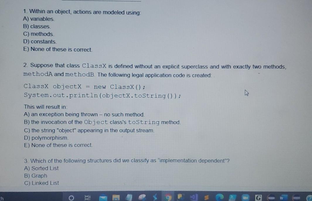 Solved 1 Within An Object Actions Are Modeled Using A 7714