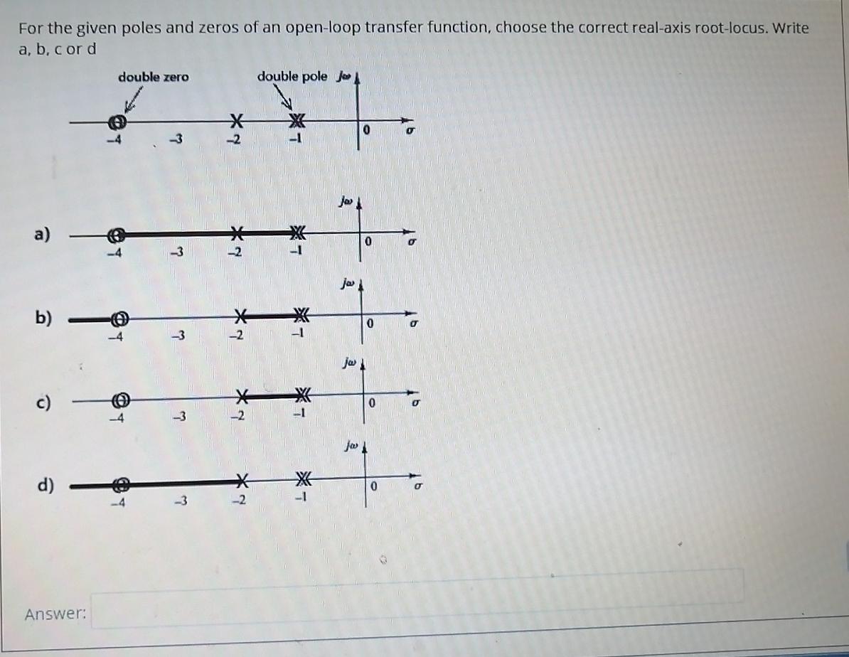 Solved For the given poles and zeros of an open-loop | Chegg.com