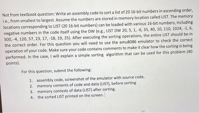 Solved Not from textbook question: Write an assembly code to | Chegg.com Solved Not from textbook question: Write an assembly code to | Chegg.com