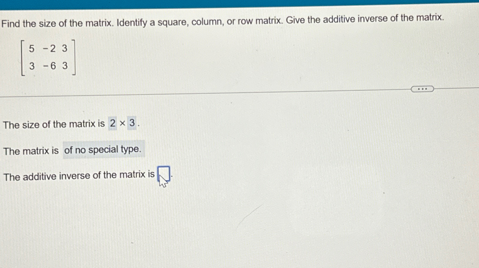 Solved Find the size of the matrix. Identify a square, | Chegg.com