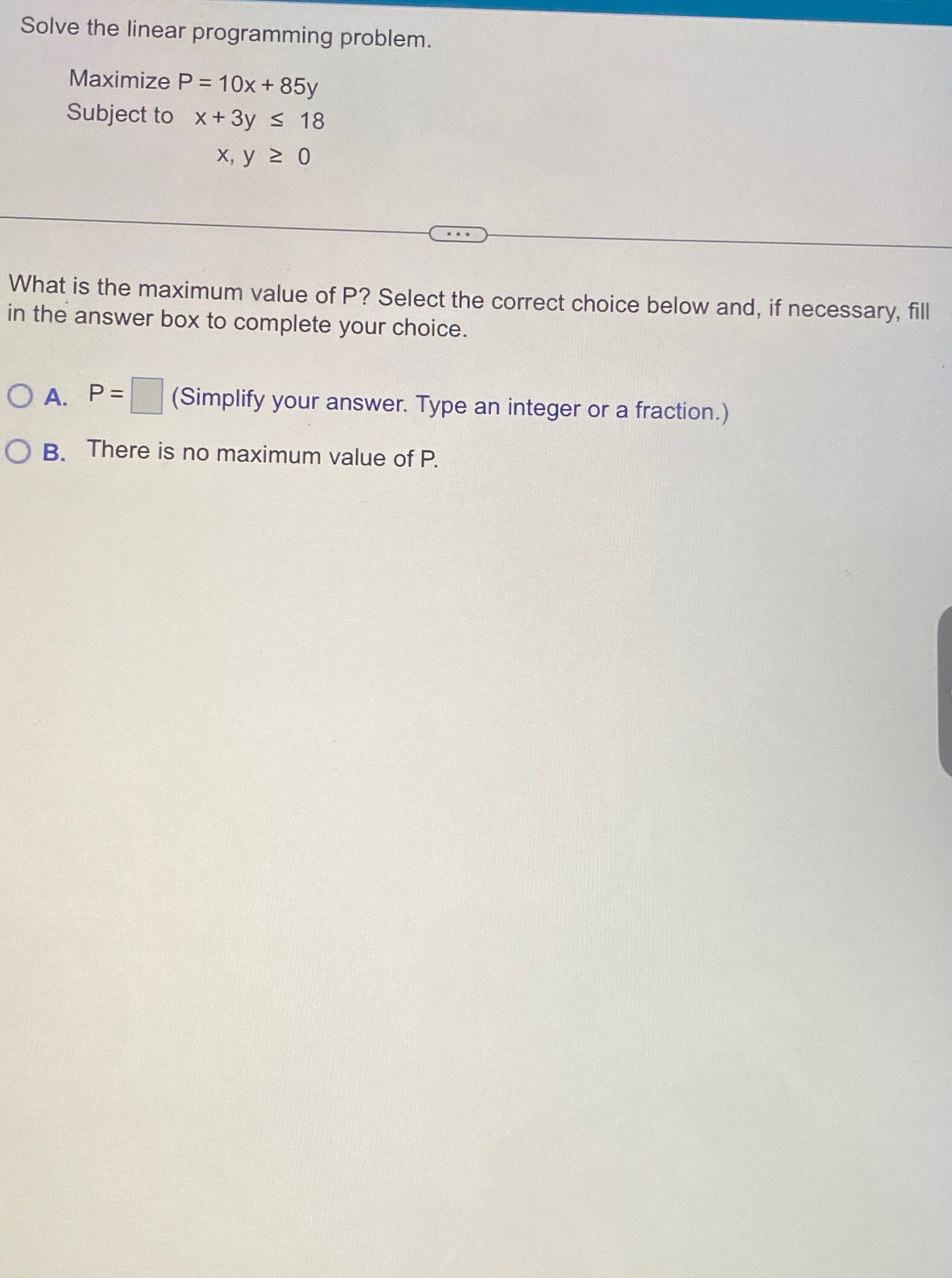 Solved Solve the linear programming problem. ﻿Maximize | Chegg.com