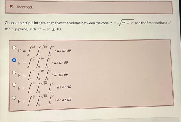 Solved Evaluate the triple integral of f(x,y,z)=x2+y2+z2 | Chegg.com
