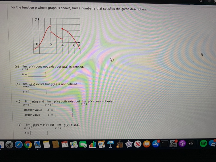 Solved For the function g whose graph is shown, find a | Chegg.com