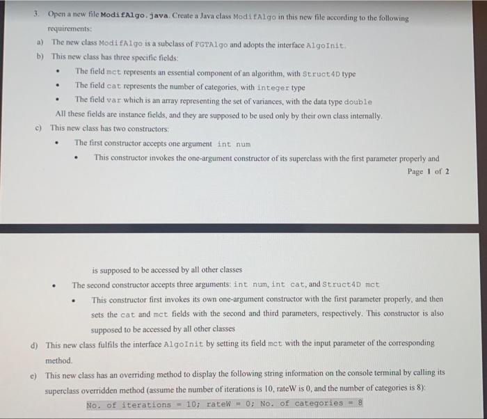 Solved 3. Open a new file Modi eAlgo. java. Create a Java | Chegg.com