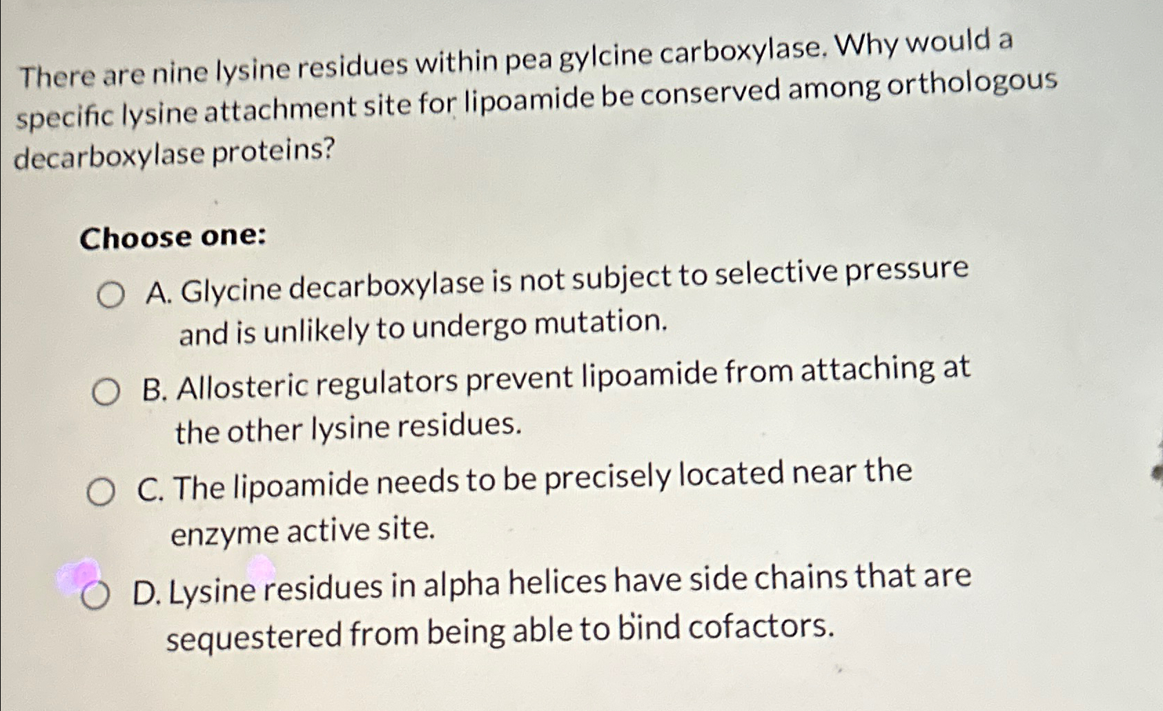 Solved There are nine lysine residues within pea gylcine | Chegg.com