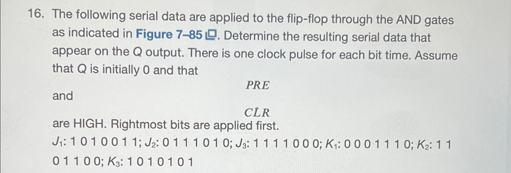 The following serial data are applied to the | Chegg.com