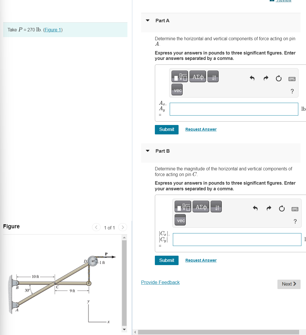 Solved Take \( ﻿P=270 \mathrm{lb} \). (Figure 1)Figure1 ﻿of | Chegg.com