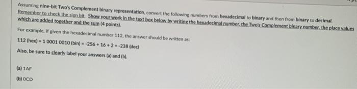 Solved Assuming nine-bit Two's Complement binary | Chegg.com