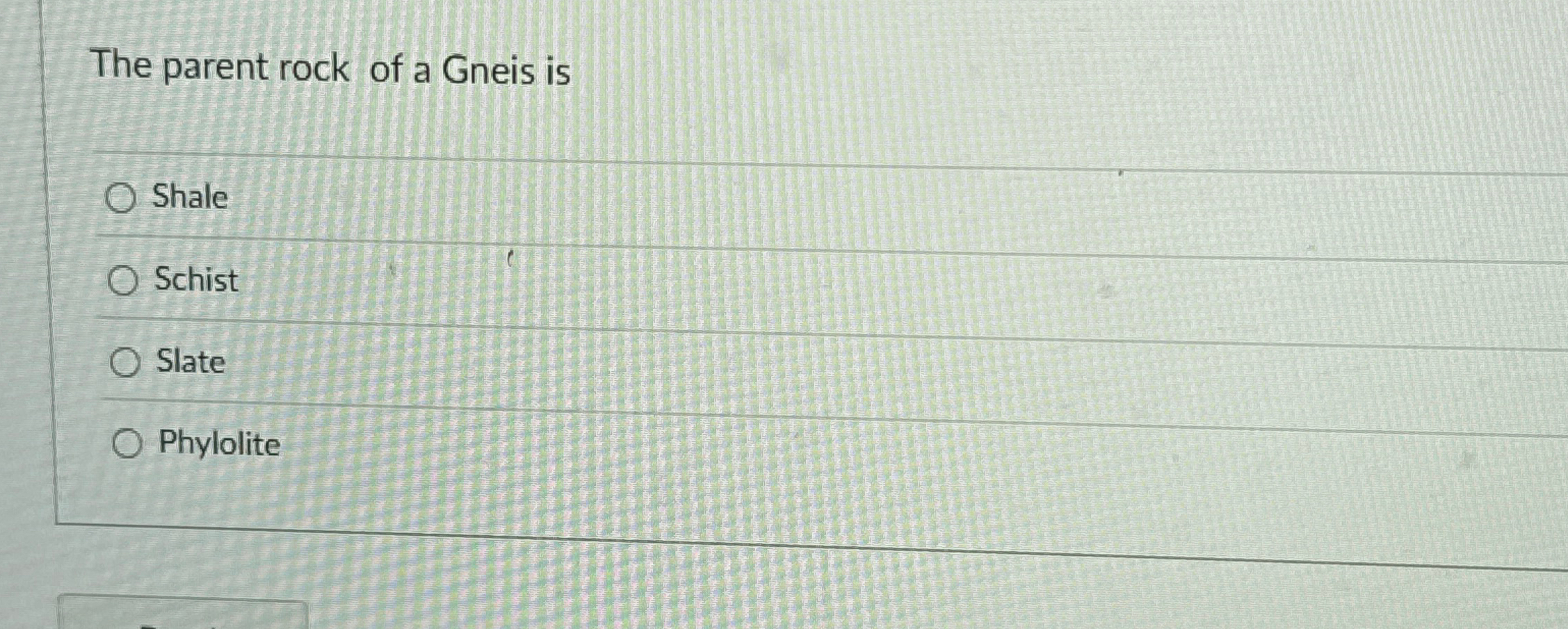 Solved The parent rock of a Gneis | Chegg.com