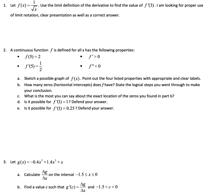 Solved Let f(x)=1x2. ﻿Use the limit definition of the | Chegg.com