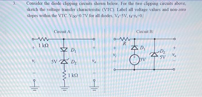 Solved Consider the diode clipping circuits shown below. For | Chegg.com