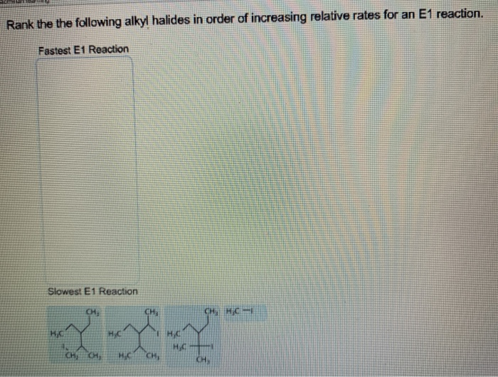 Solved ALL Rank the the following alkyl halides in order of | Chegg.com