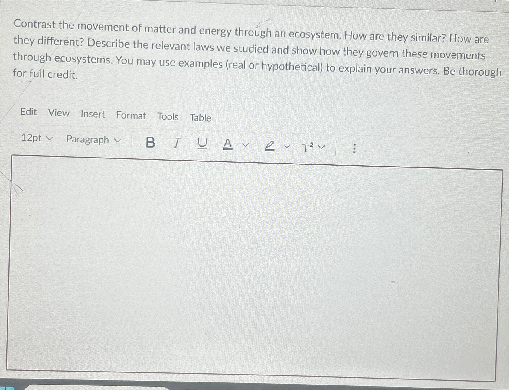 Solved Contrast the movement of matter and energy through an | Chegg.com