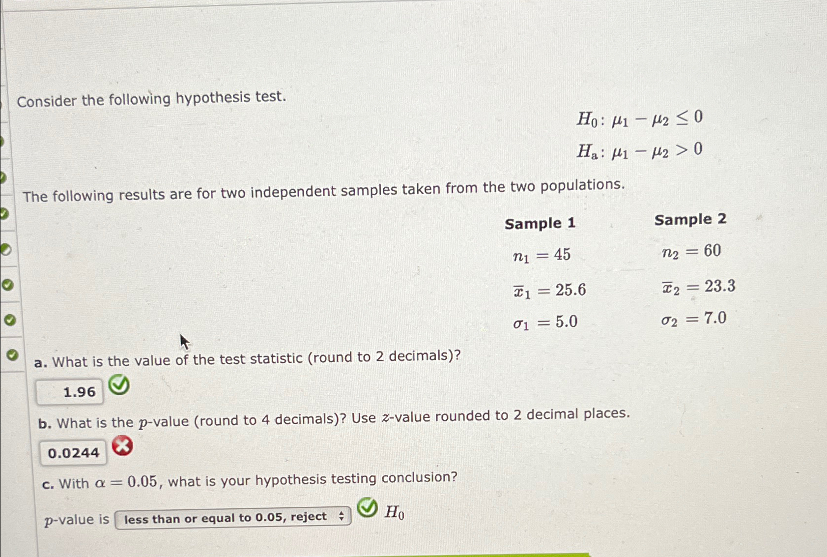 Solved Consider the following hypothesis | Chegg.com